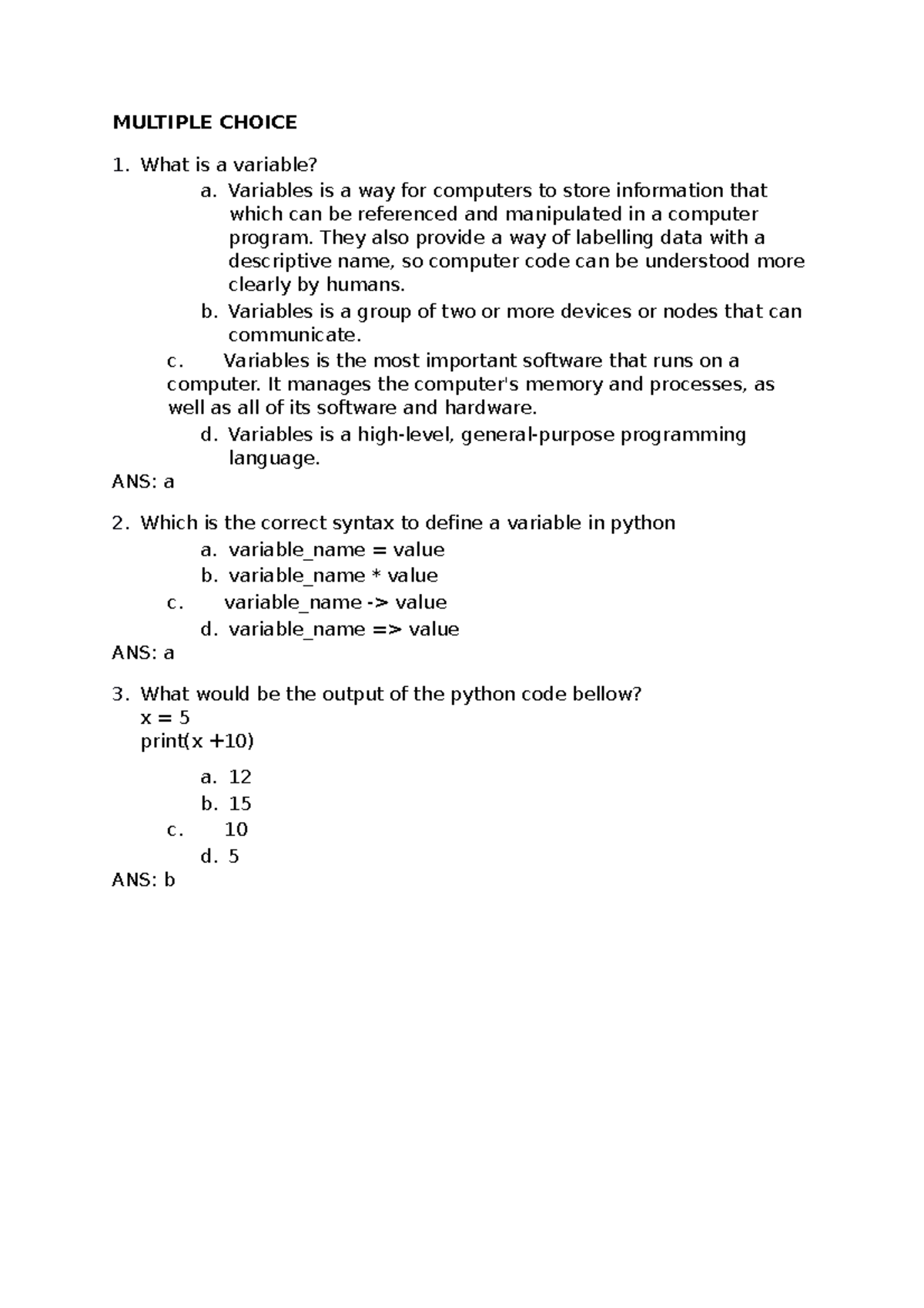 Soal Daily Test G10 A Summative Assessment On G10 Python Multiple