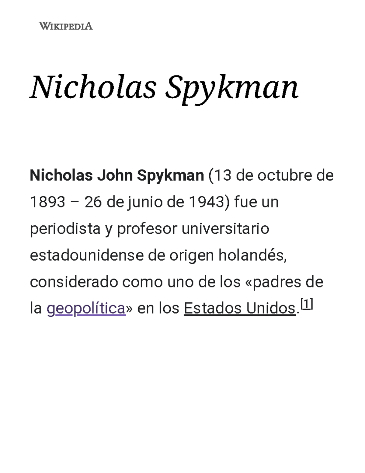 Nicholas Spykman - Wikipedia, la enciclopedia libre - Nicholas Spykman ...