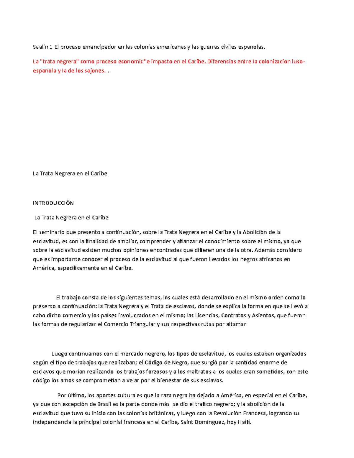 La Trata Negrera en el Caribe alberly - Saalin 1 El proceso emancipador ...