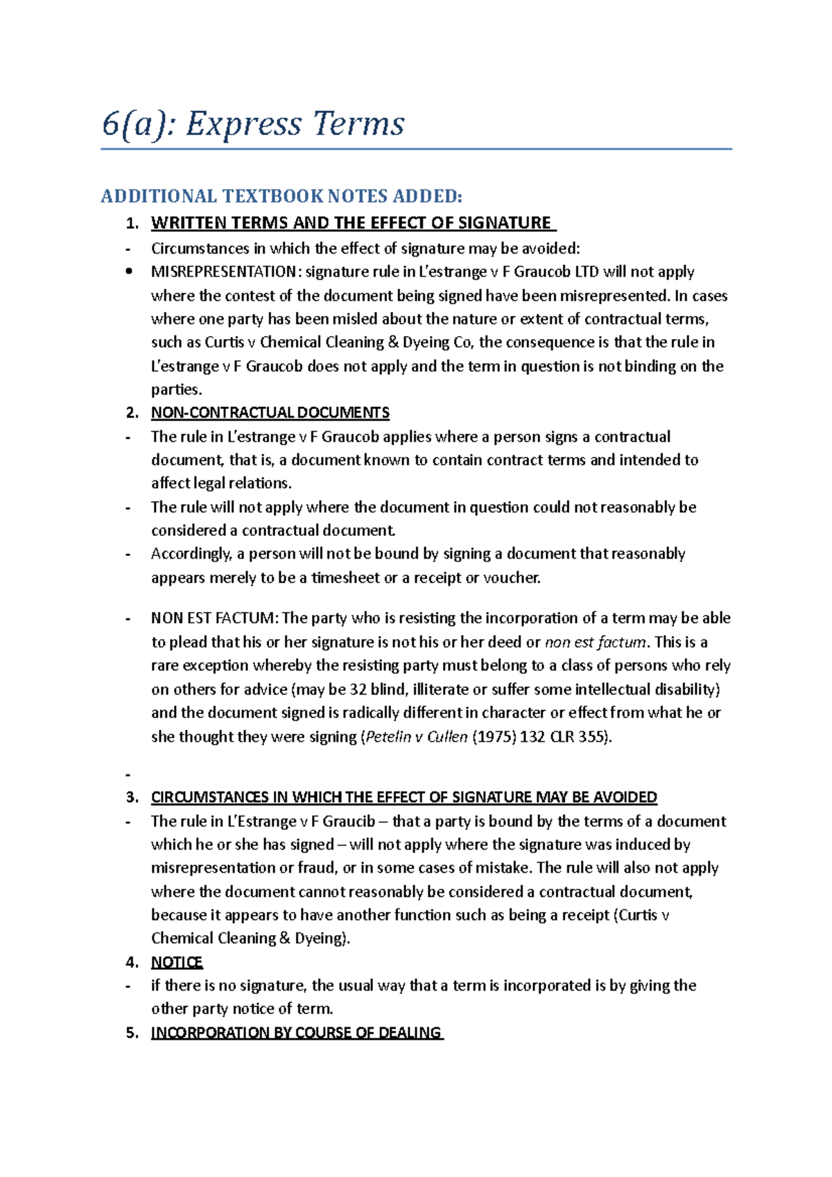 Week 6 - express terms - 6(a): Express Terms ADDITIONAL TEXTBOOK NOTES ...