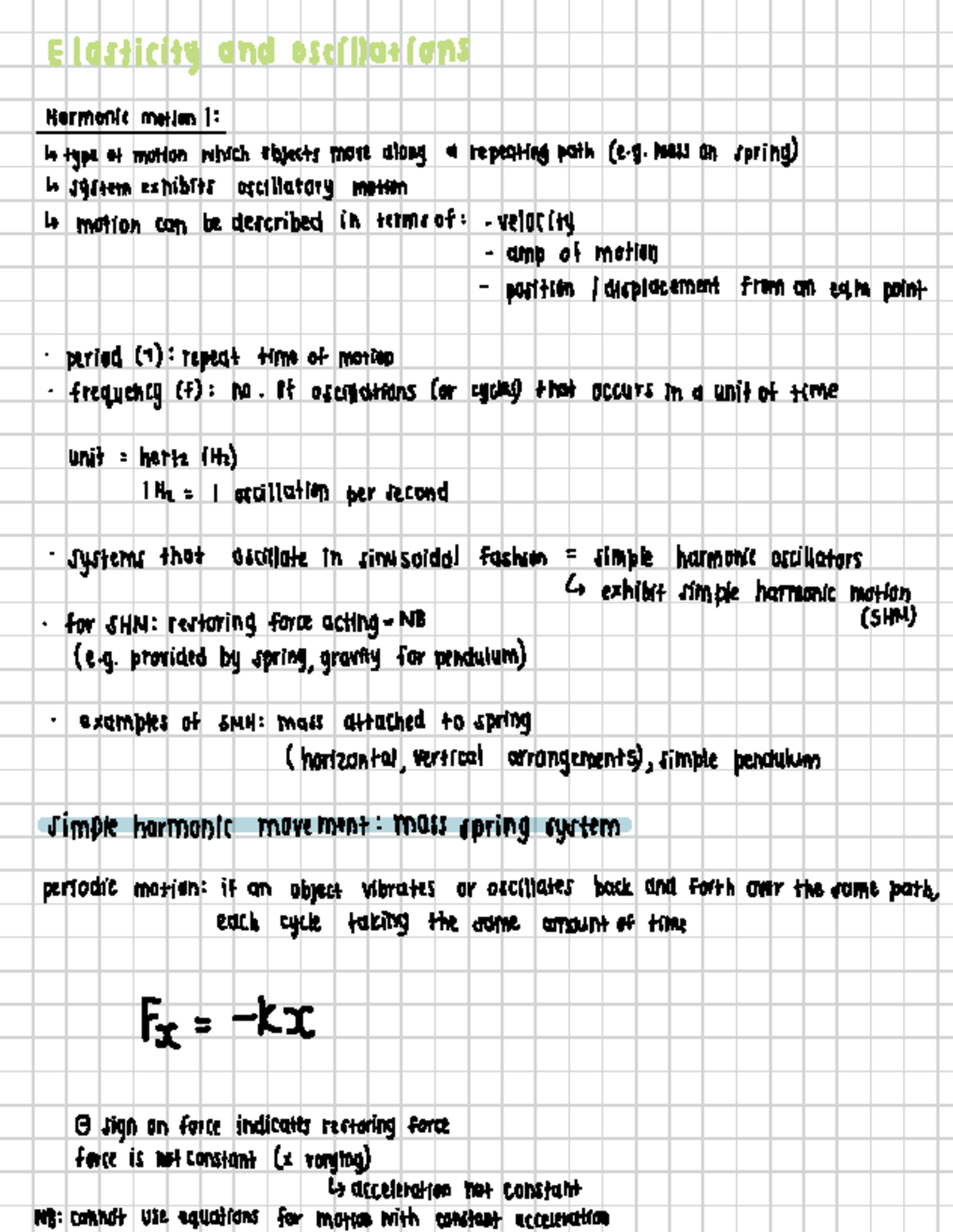 A2 physics - Notes for A1&2 - Elasticity and oscillations Harmonic ...