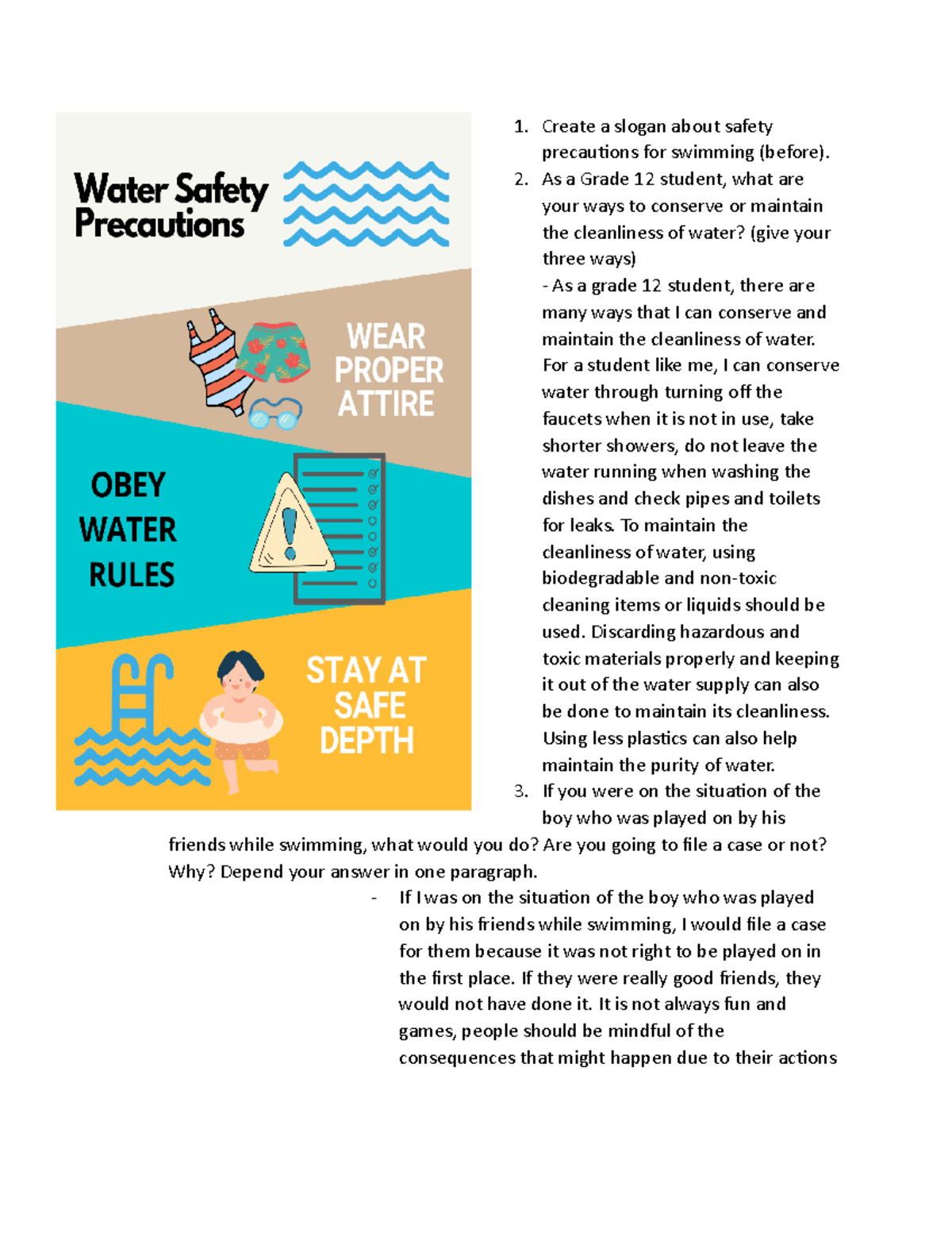 Create a slogan about safety precautions for swimming - Create a slogan ...