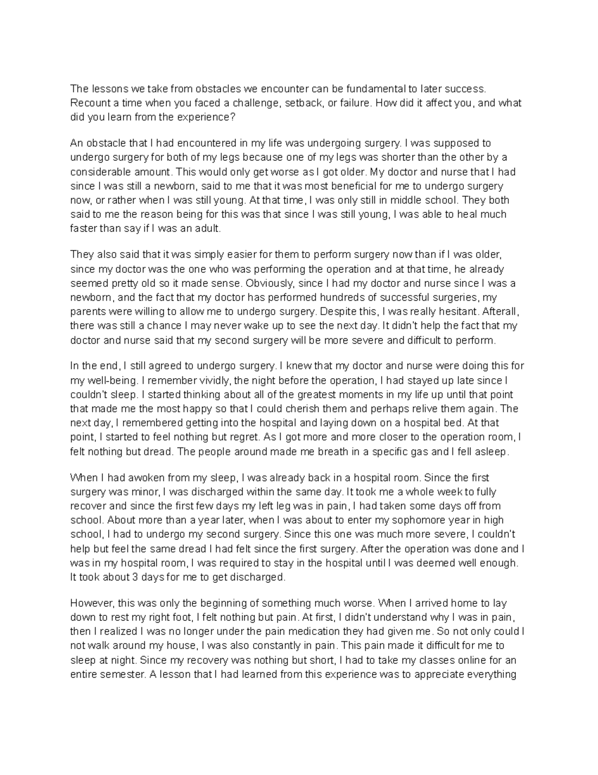 Untitled document - wewe - The lessons we take from obstacles we ...