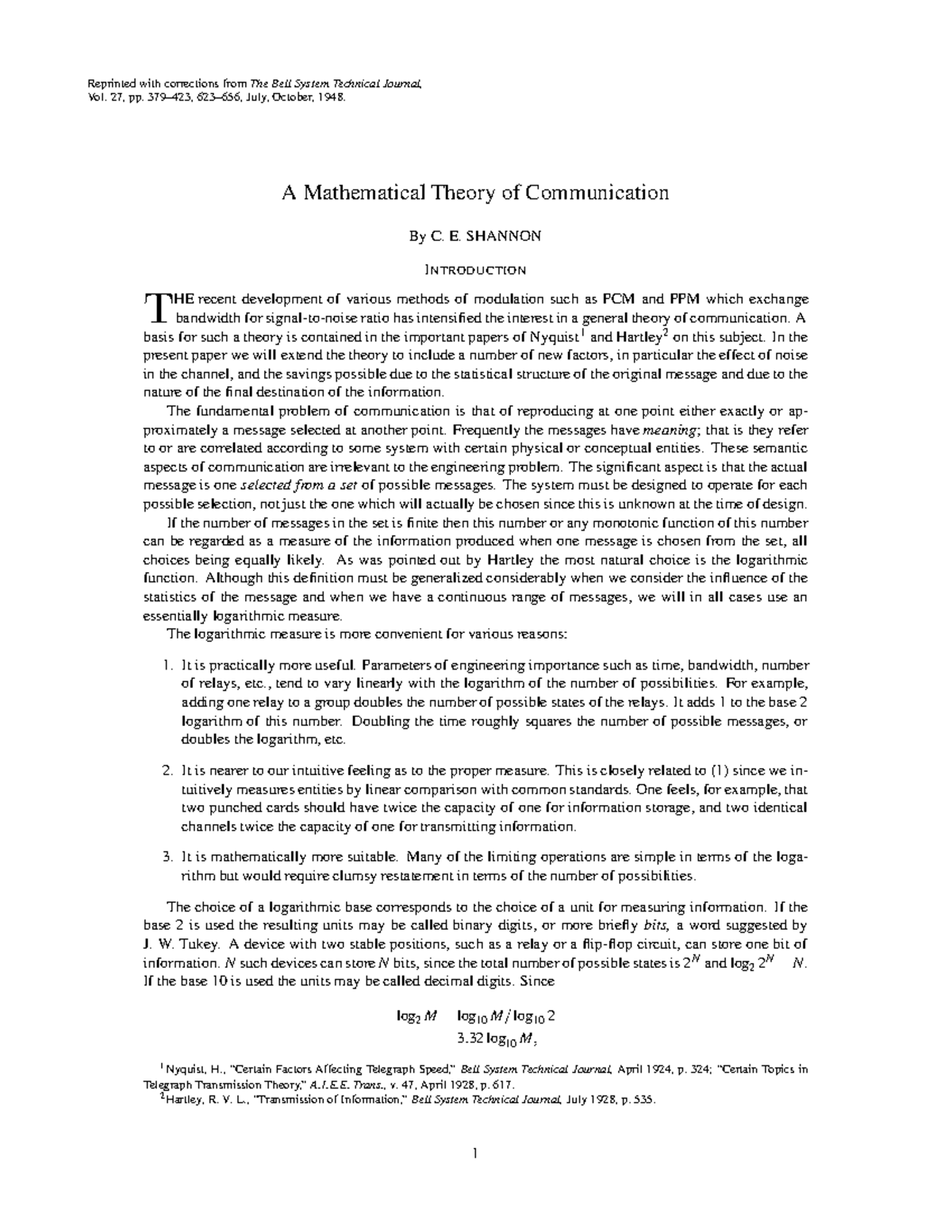 Shannon - A Mathematical Theory of Communication - Reprinted with ...