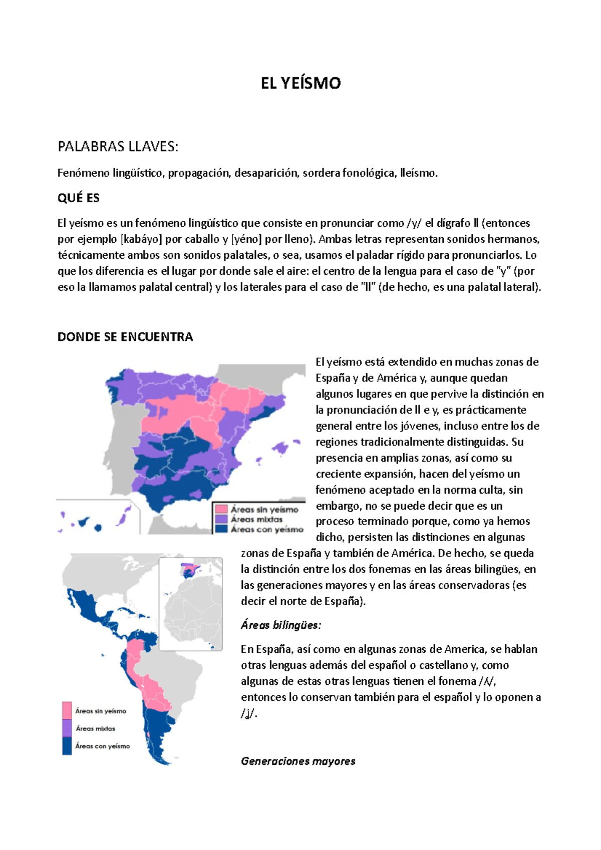 El yeísmo: lavoro di Lingua spagnola 2 (Polo) - EL YEÍSMO PALABRAS ...