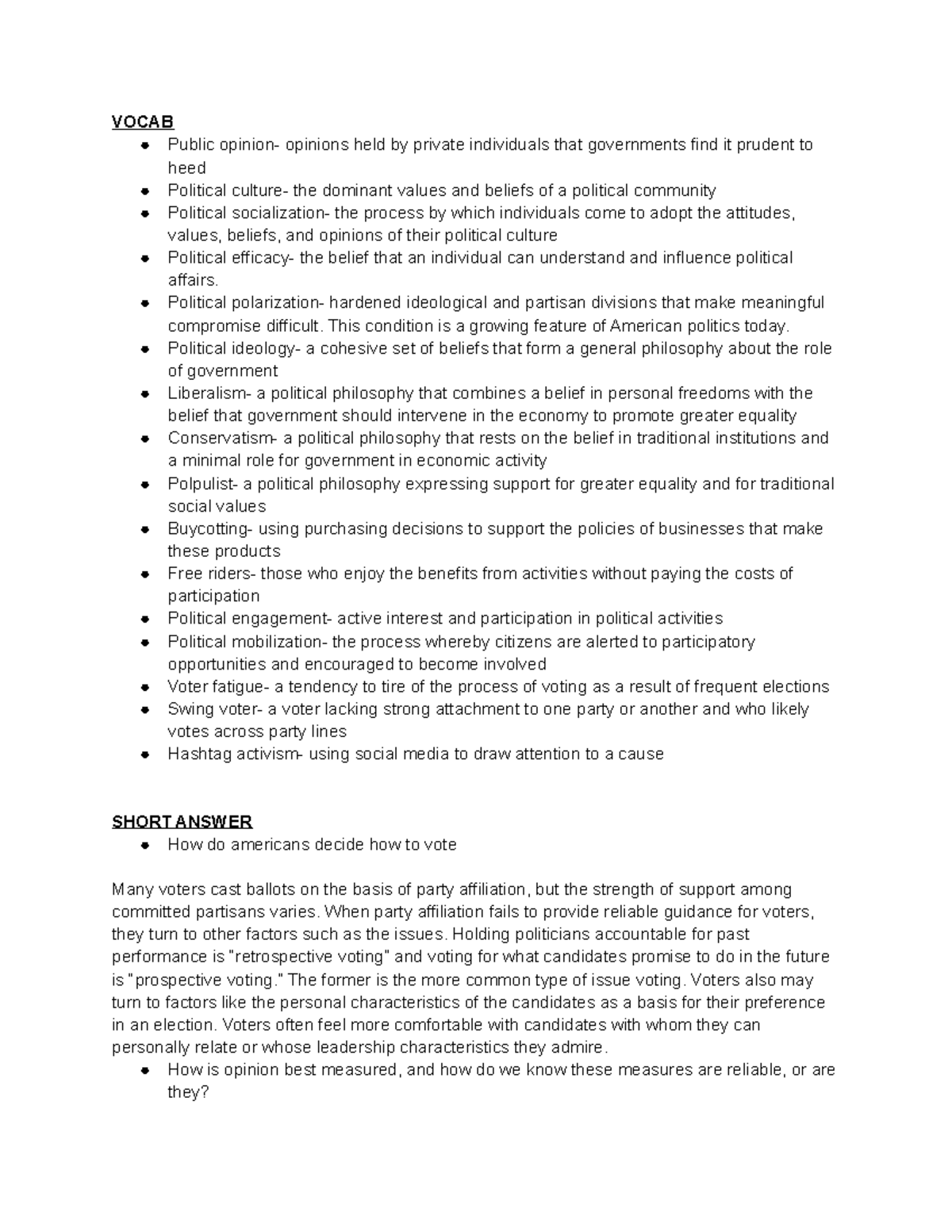 American Government Test Three Study Guide and Answers - VOCAB Public ...