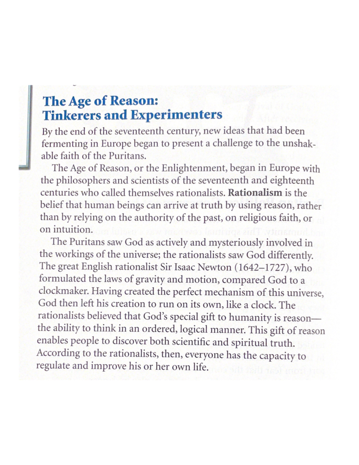 The Age of Reason - The Age of Reason, or the Enlightenment, began in ...