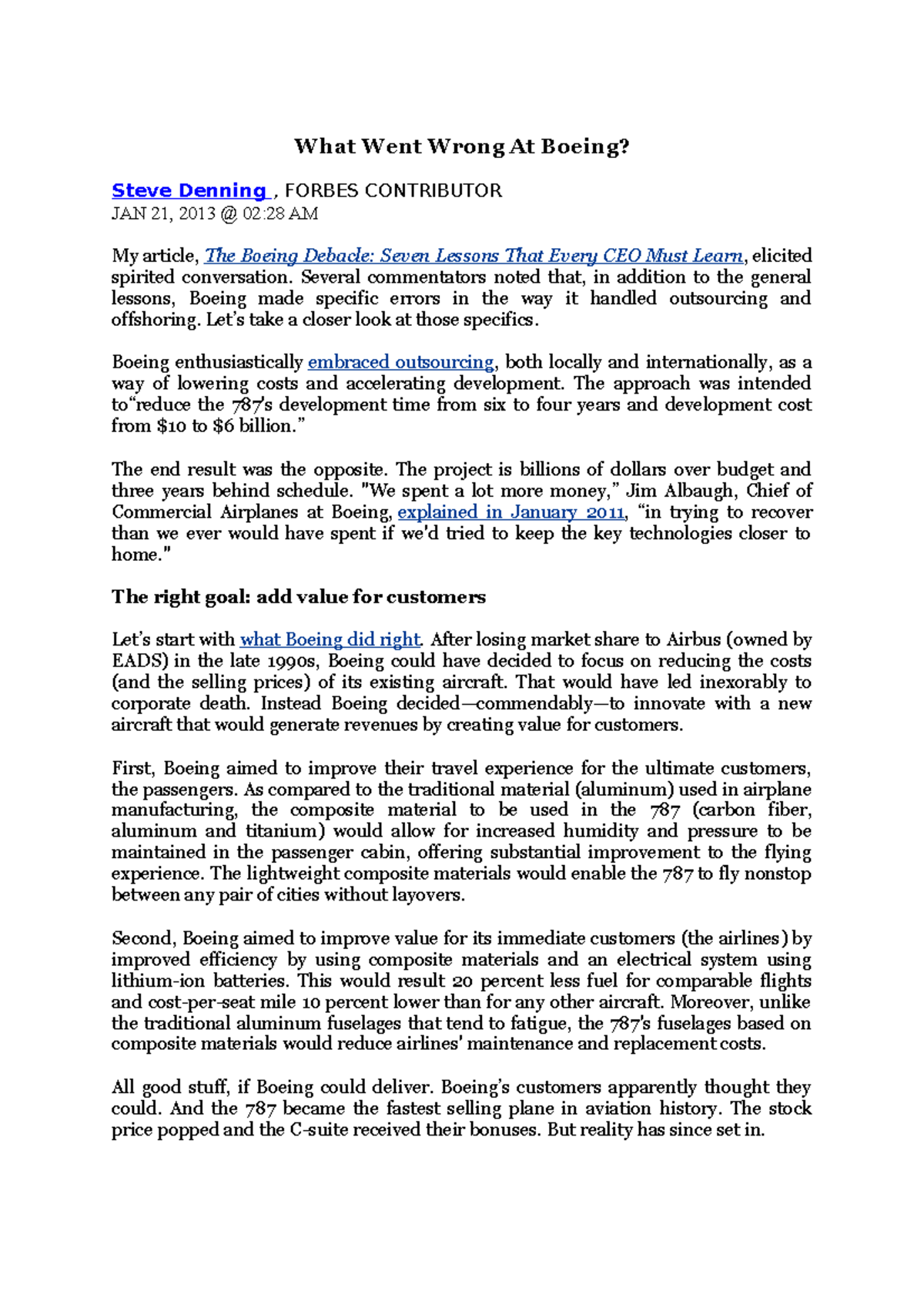 What Went Wrong At Boeing - What Went Wrong At Boeing? Steve Denning ...