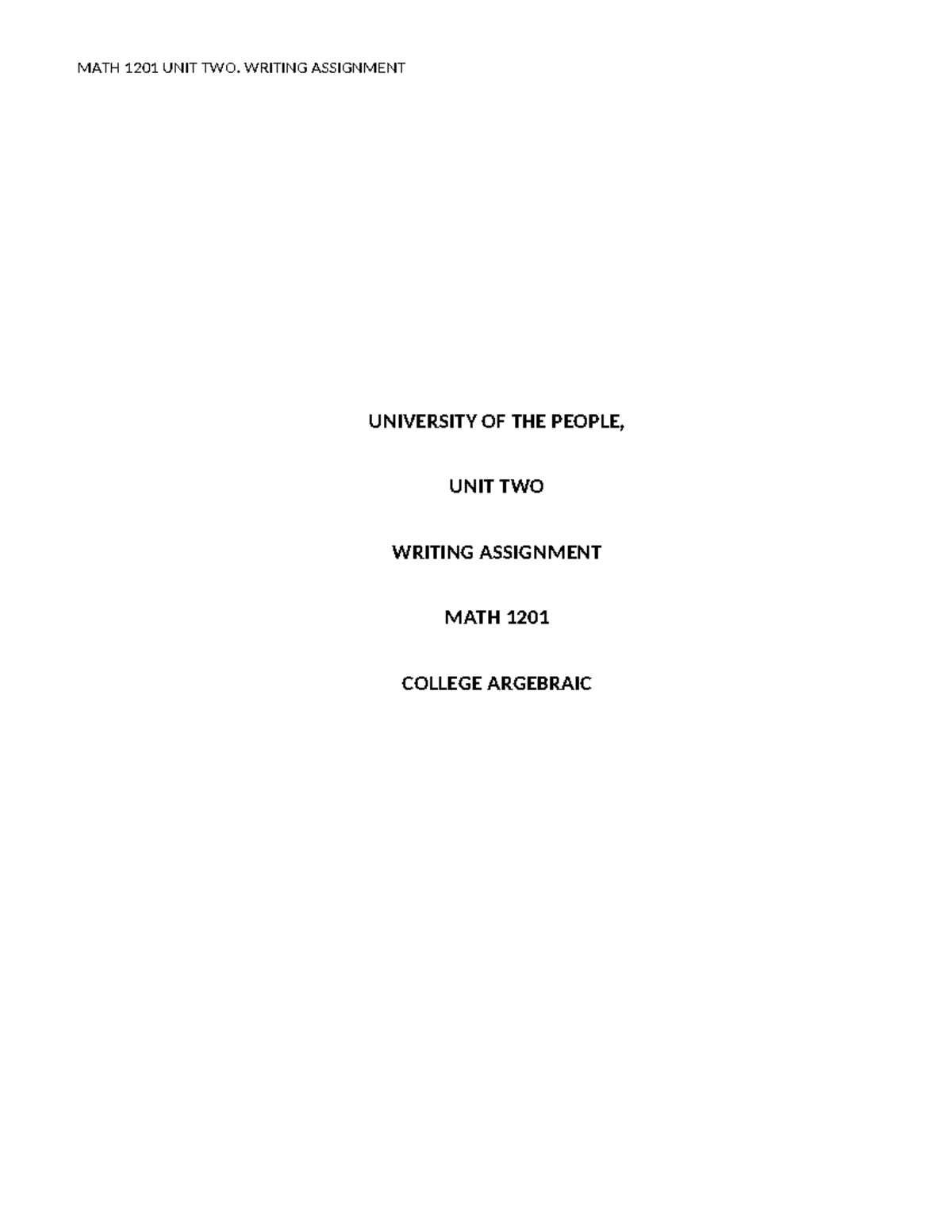 Math 1201 UNIT 2 - practical materials only - UNIVERSITY OF THE PEOPLE ...