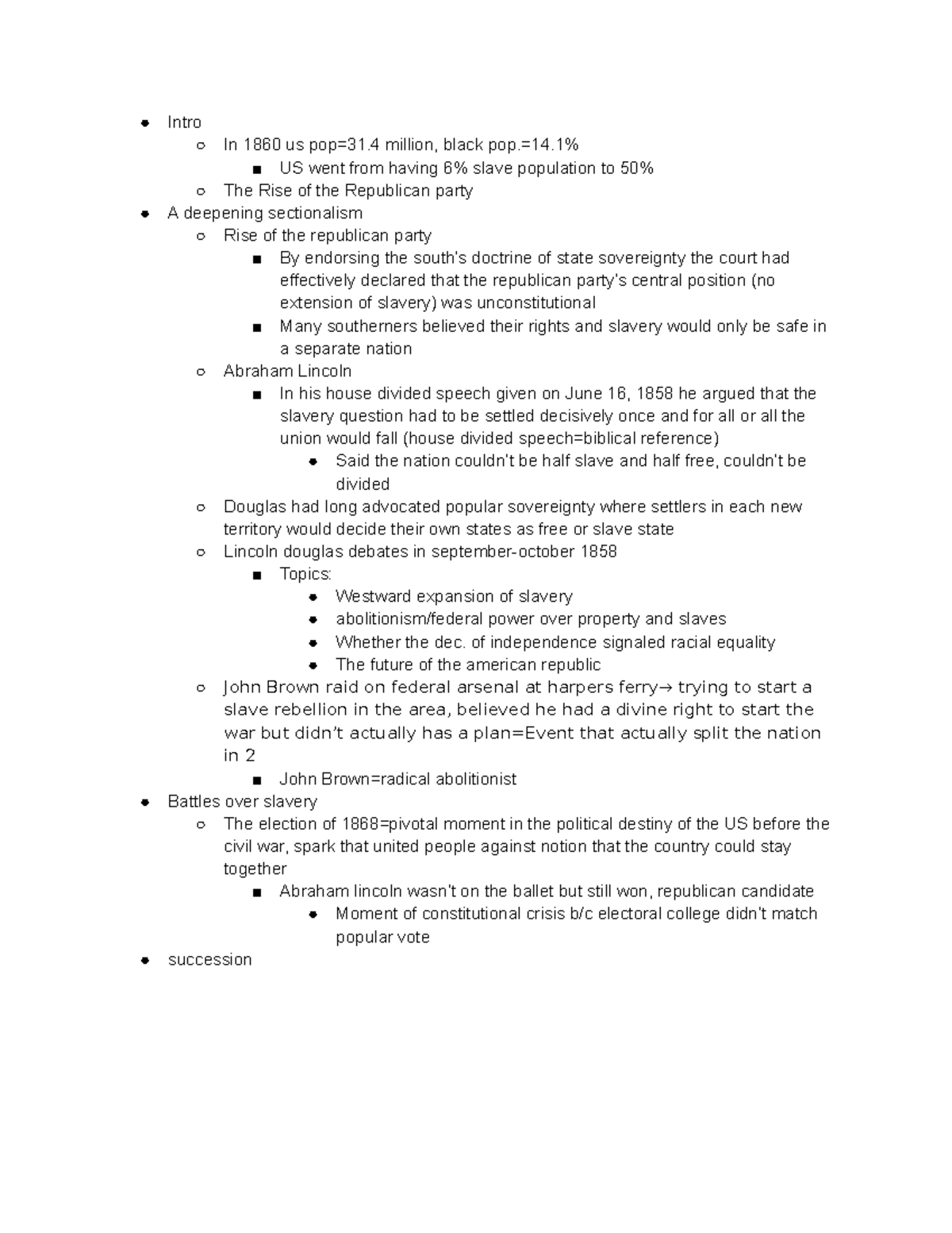 11-27 hist 111 notes - Rise of the republican party, Battles over ...