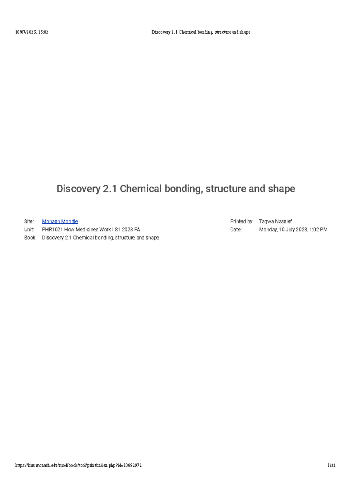 Discovery 2.1 Chemical bonding, structure and shape - Overview ...