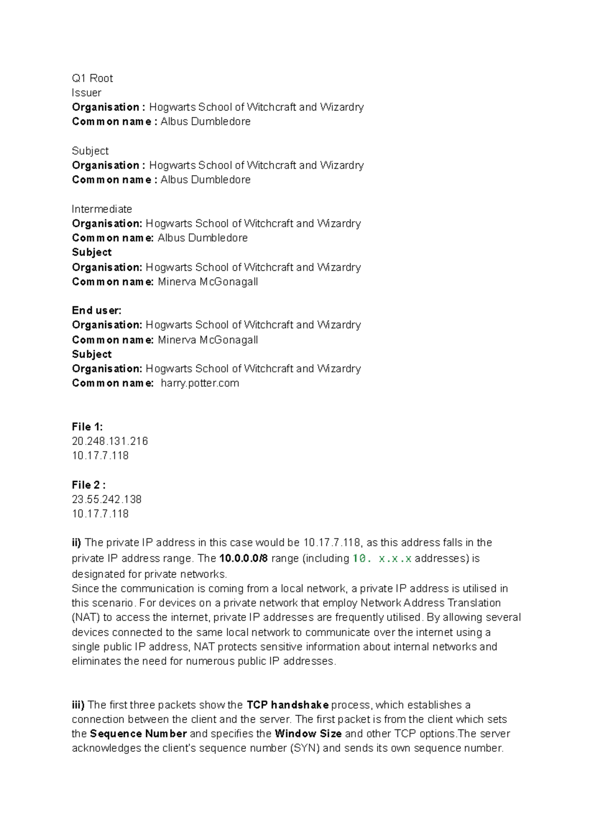 INFO3616 A3 - A3 of Cyber course at Usyd - Q1 Root Issuer Organisation ...