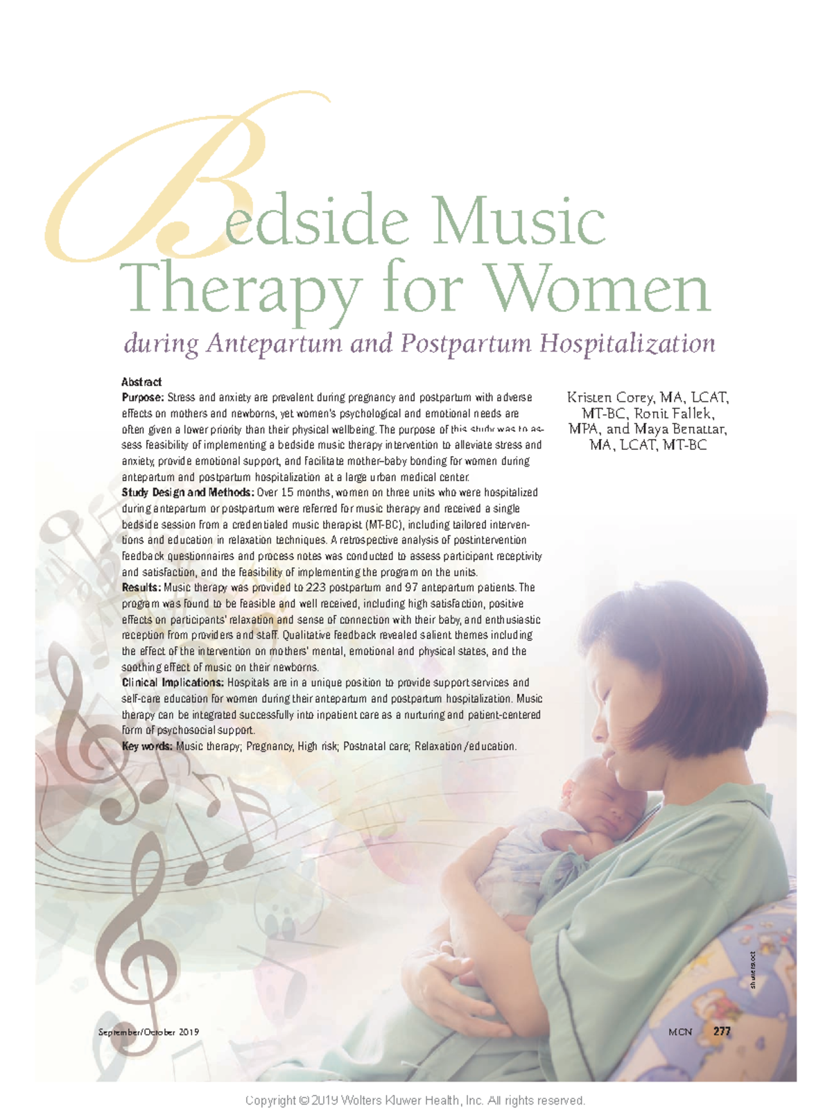 Bedside Music Therapy for Women - therapy can be integrated ...