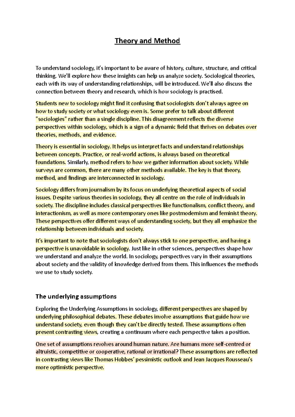 UNIT 1 Theory and Method - Theory and Method To understand sociology ...