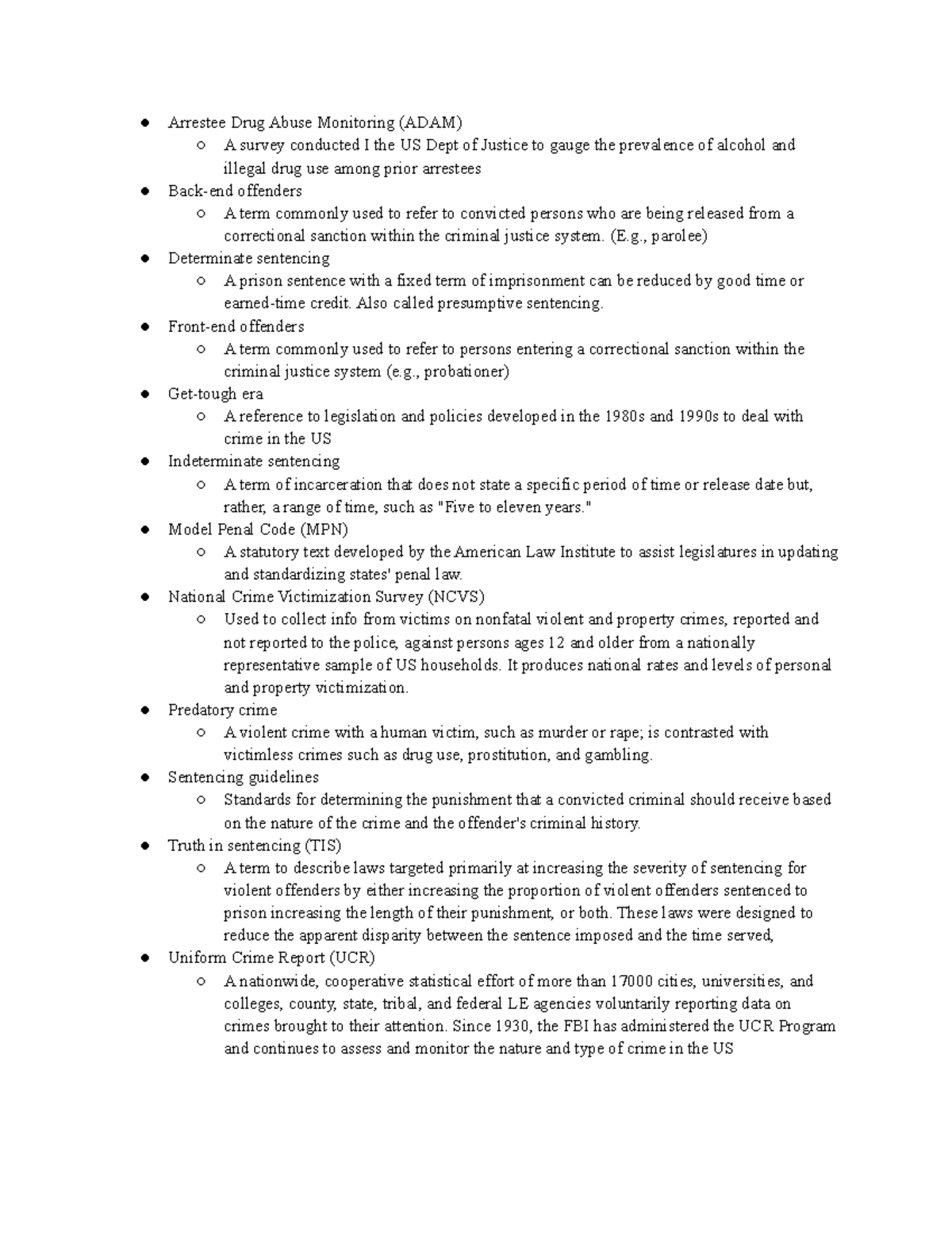 CJ 290 Chapter 2 - Arrestee Drug Abuse Monitoring (ADAM) A survey ...