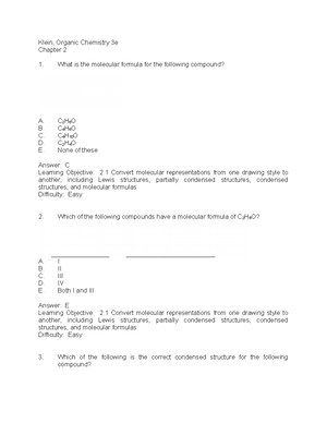 Organic Chemistry I Exam 3 - Organic CHEM Exam 3 Choose the correct ...