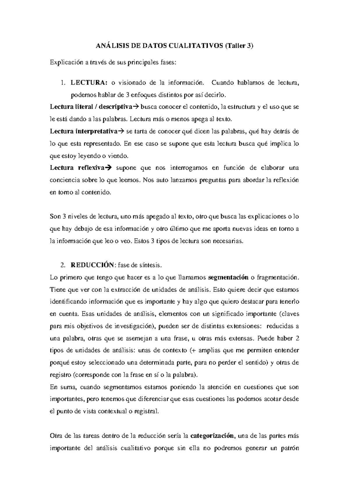 ANÁ Lisis DE Datos Cualitativos - ANÁLISIS DE DATOS CUALITATIVOS (Taller 3) Explicación a través ...