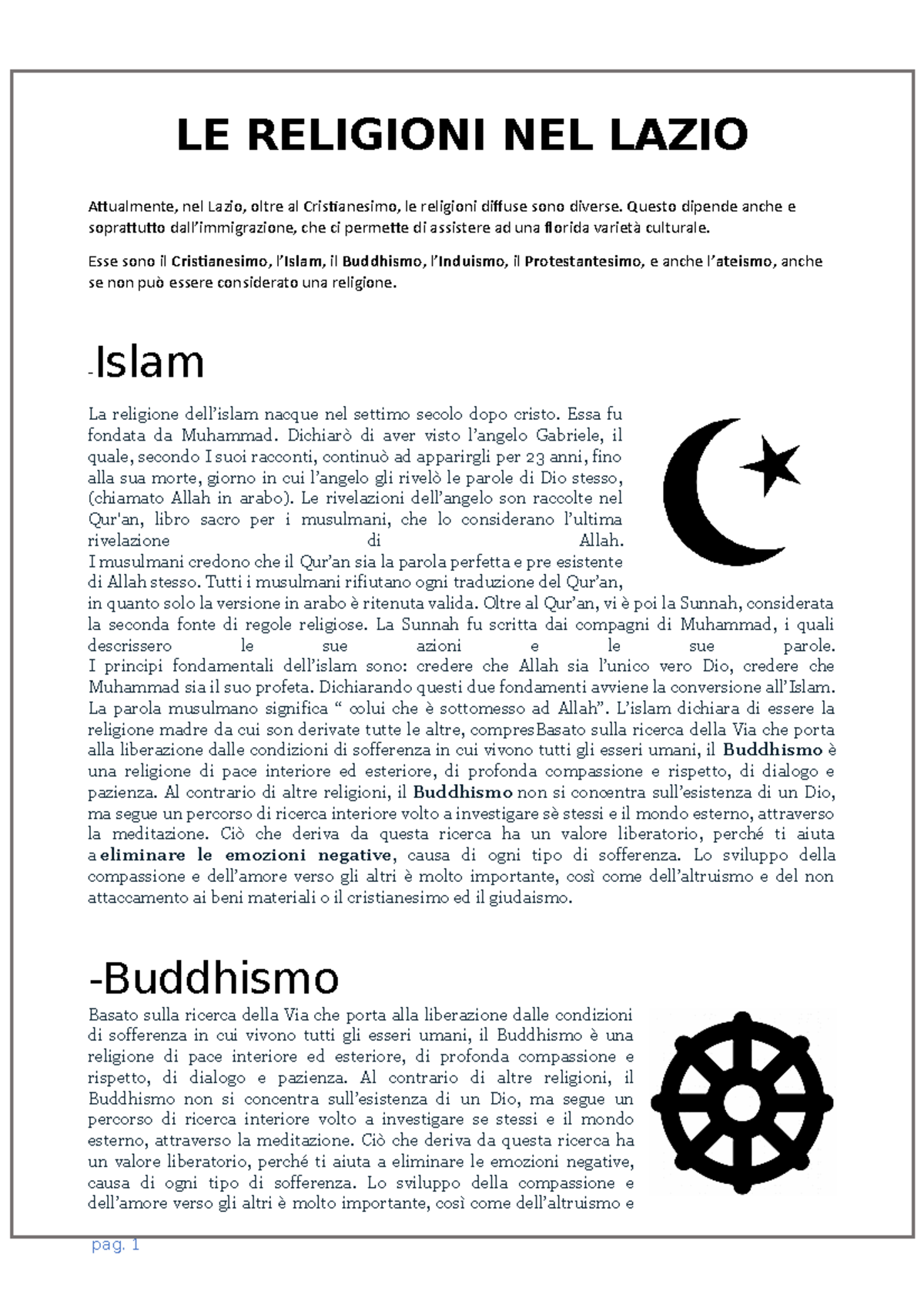 LE Religioni NEL Lazio - LE RELIGIONI NEL LAZIO Attualmente, nel Lazio, oltre al Cristianesimo ...