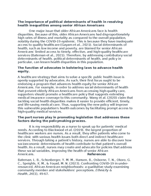 [Solved] Identify roles nurses can play in influencing global health ...