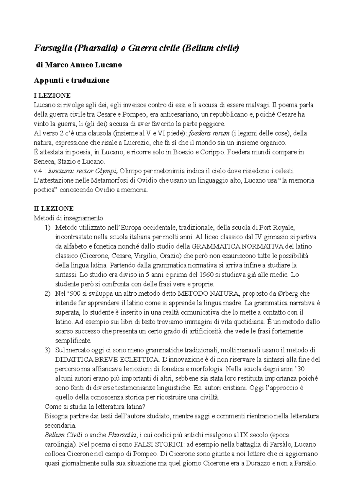 Appunti del libro Pharsalia di Lucano - Farsaglia (Pharsalia) o Guerra ...
