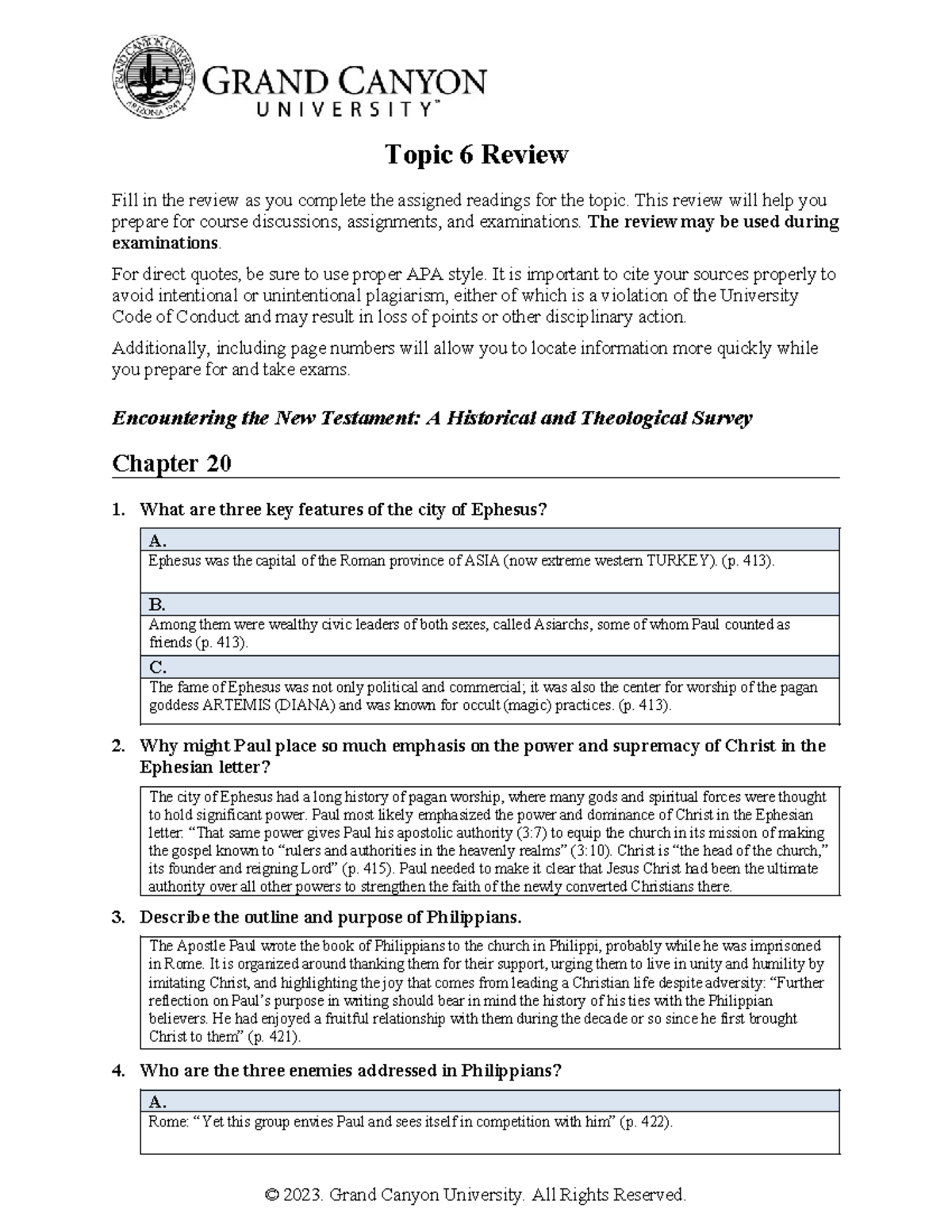 BIB-107-RS-T6Review - Topic 6 Review - Topic 6 Review Fill in the ...