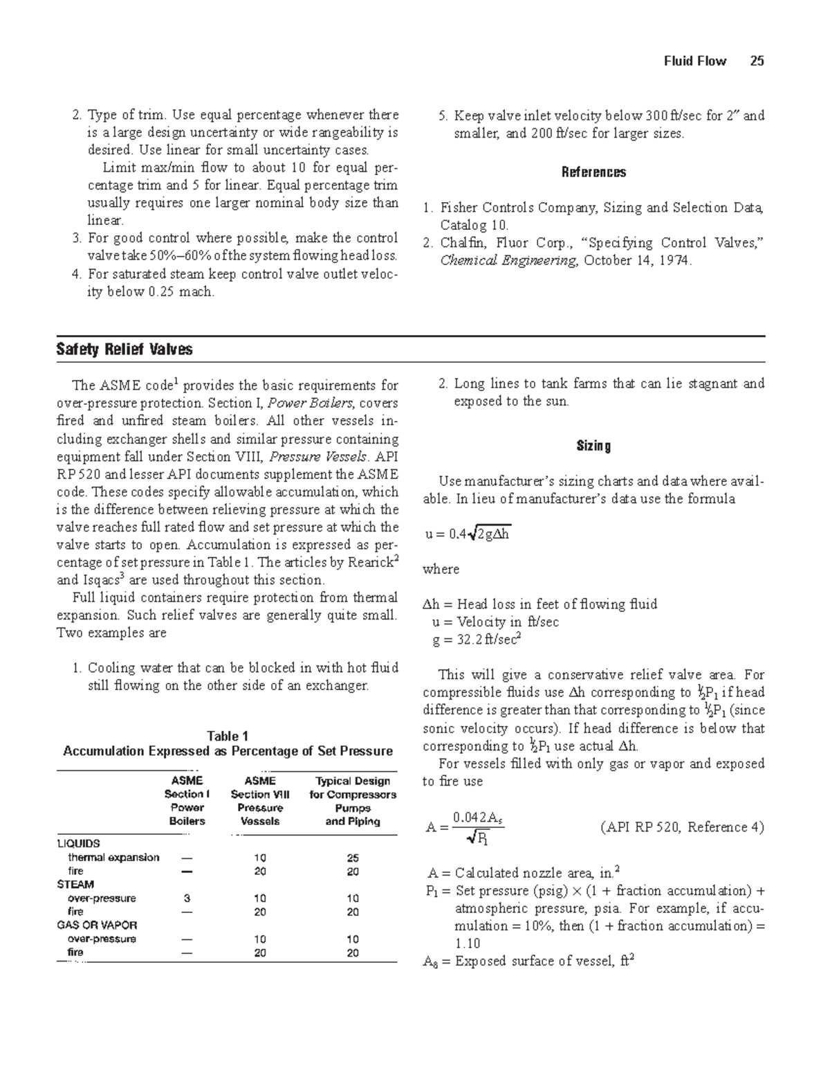 Rules of Thumb for Chemical Engineers 9 - Fluid Flow 25 Safety Relief ...