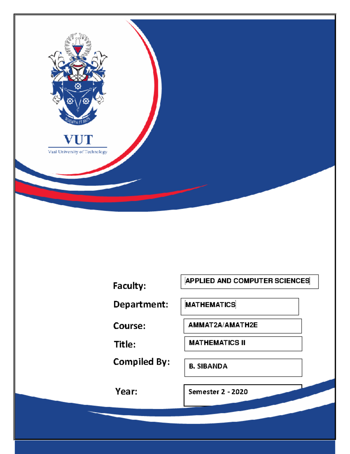 Maths leaner guide - CHEMISTRY - Faculty: Department: APPLIED AND ...