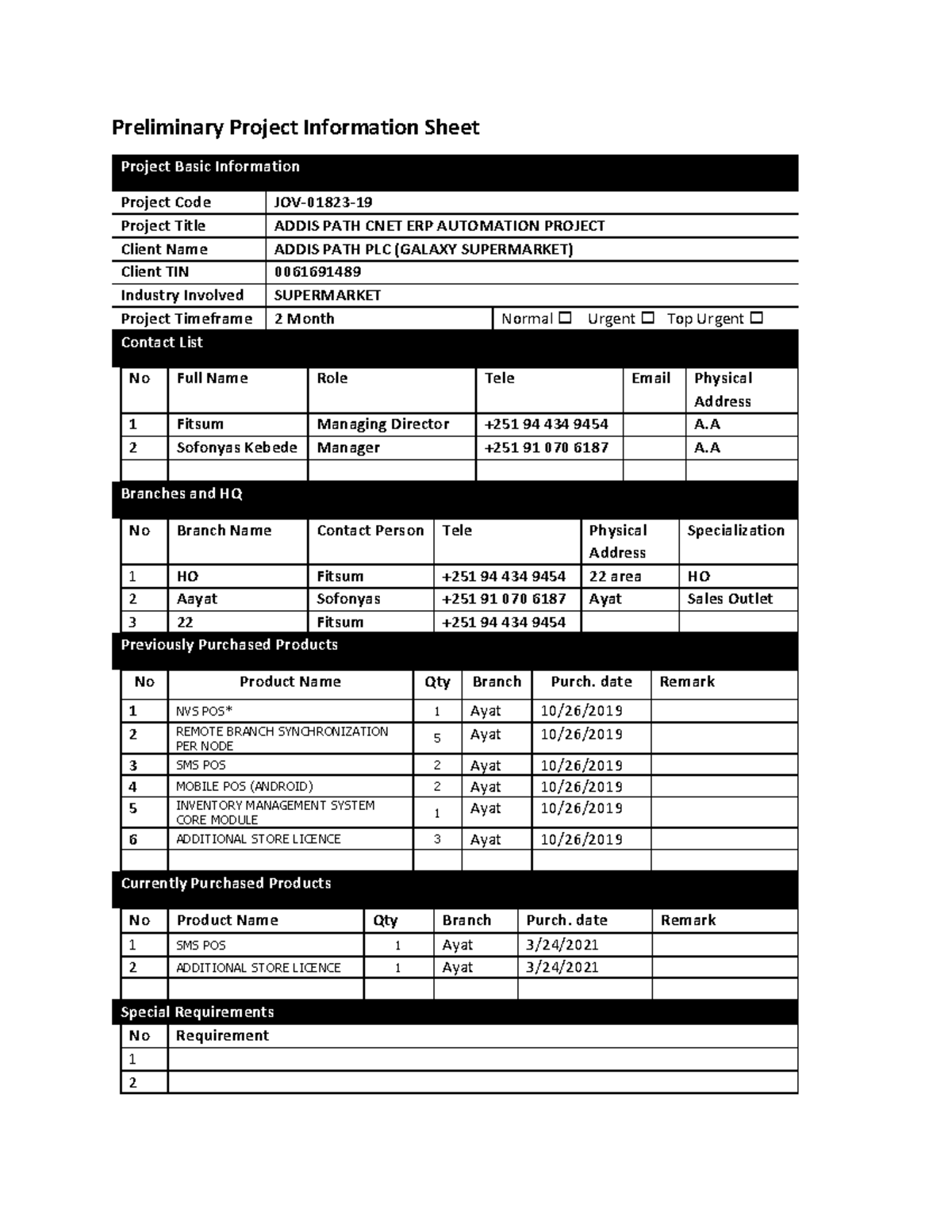PPIS - Preliminary Project Information Sheet Project Basic Information ...