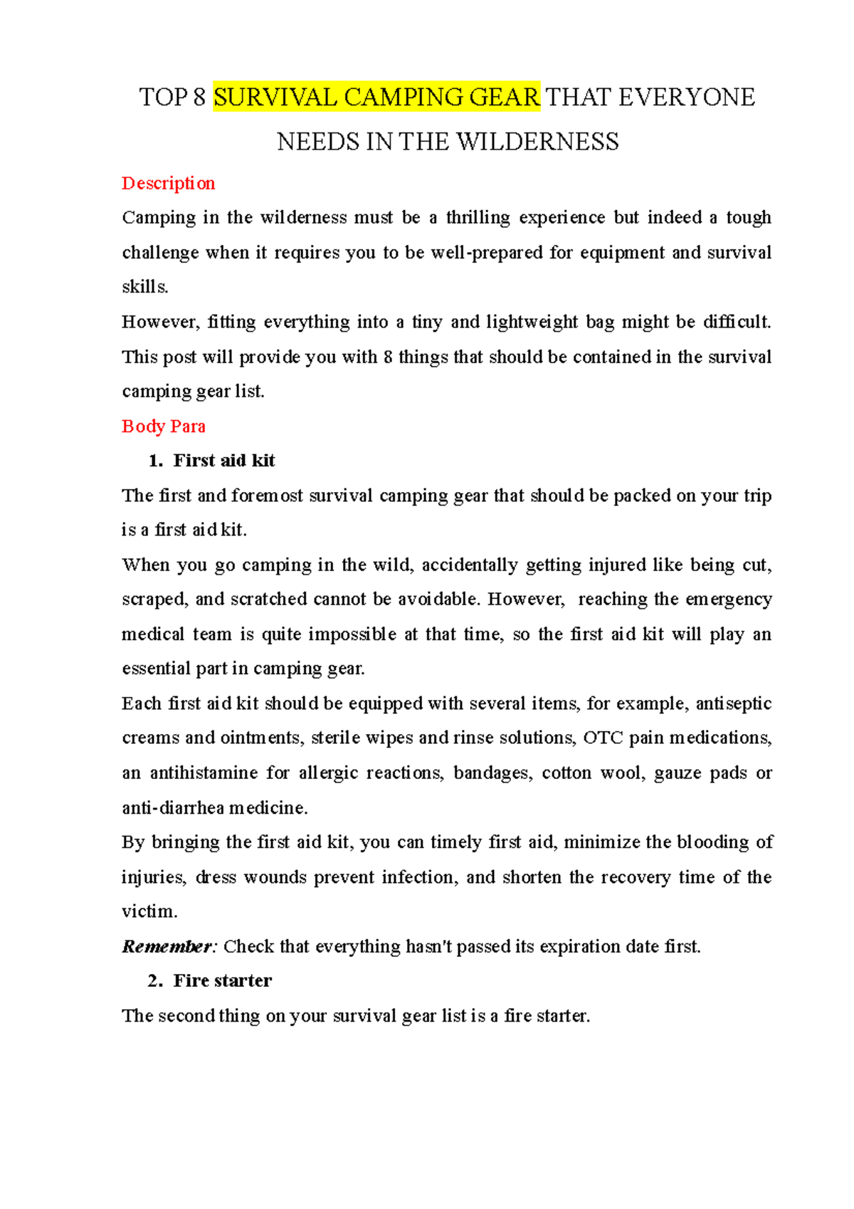 Survival Camping GEAR IN THE Wilderness - TOP 8 SURVIVAL CAMPING GEAR ...