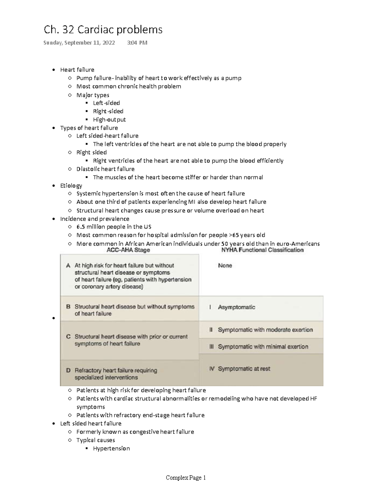 Ch 32 - Outline. - Heart failure Pump failure-inability of heart to ...
