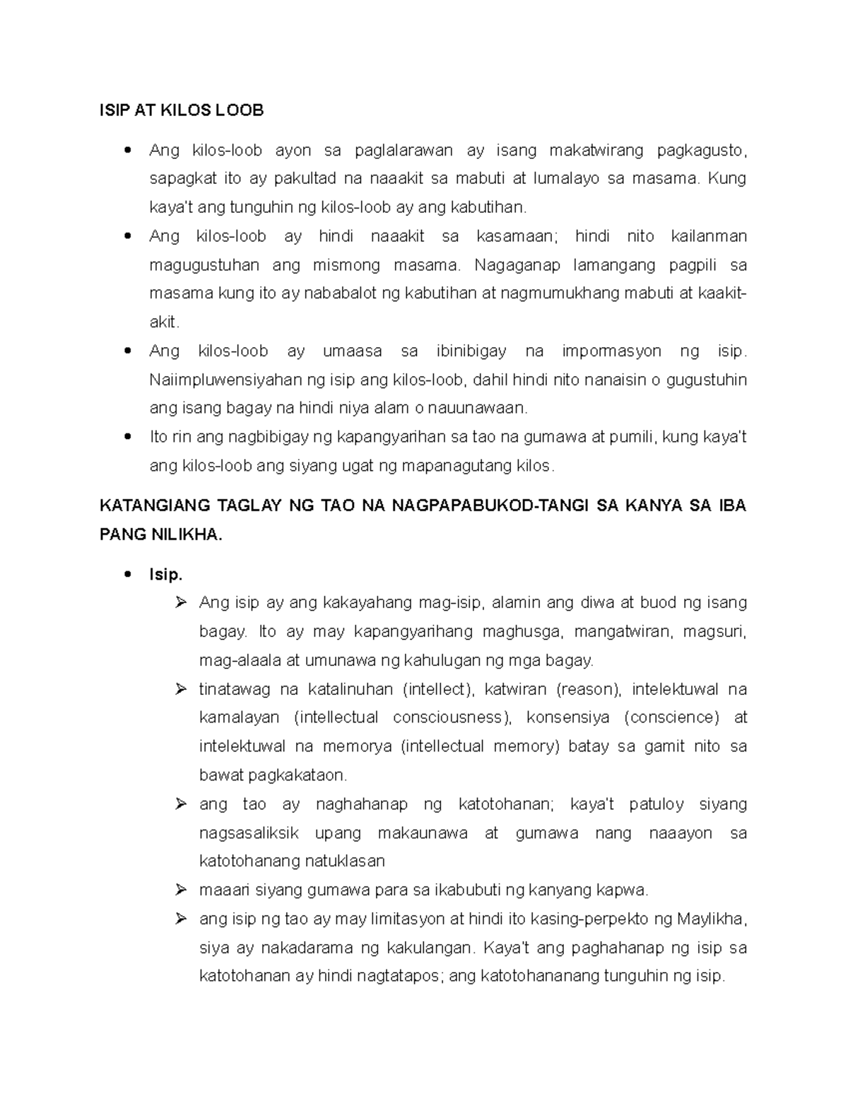 ISIP AT Kilos LOOB - Lecture notes and key points of the topic. - ISIP ...