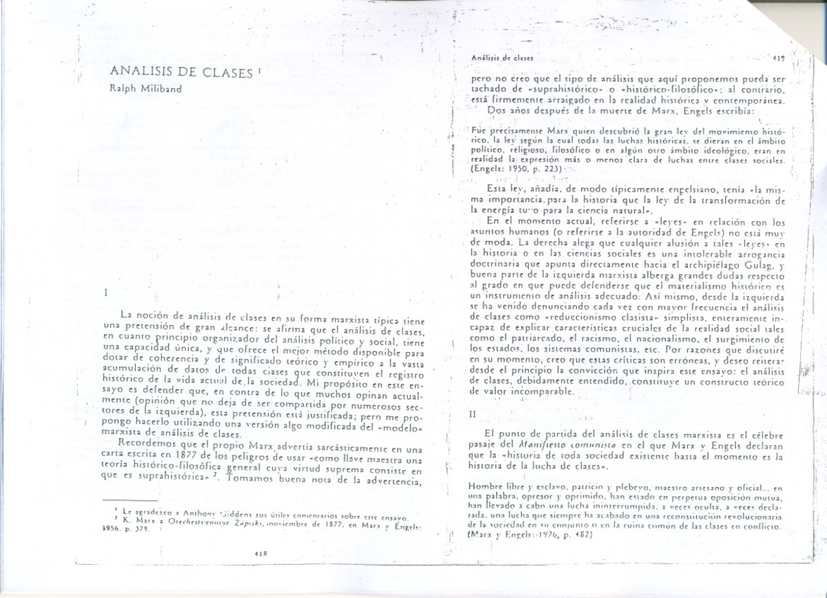 Miliband R - Analisis de clases - ASE - Studocu