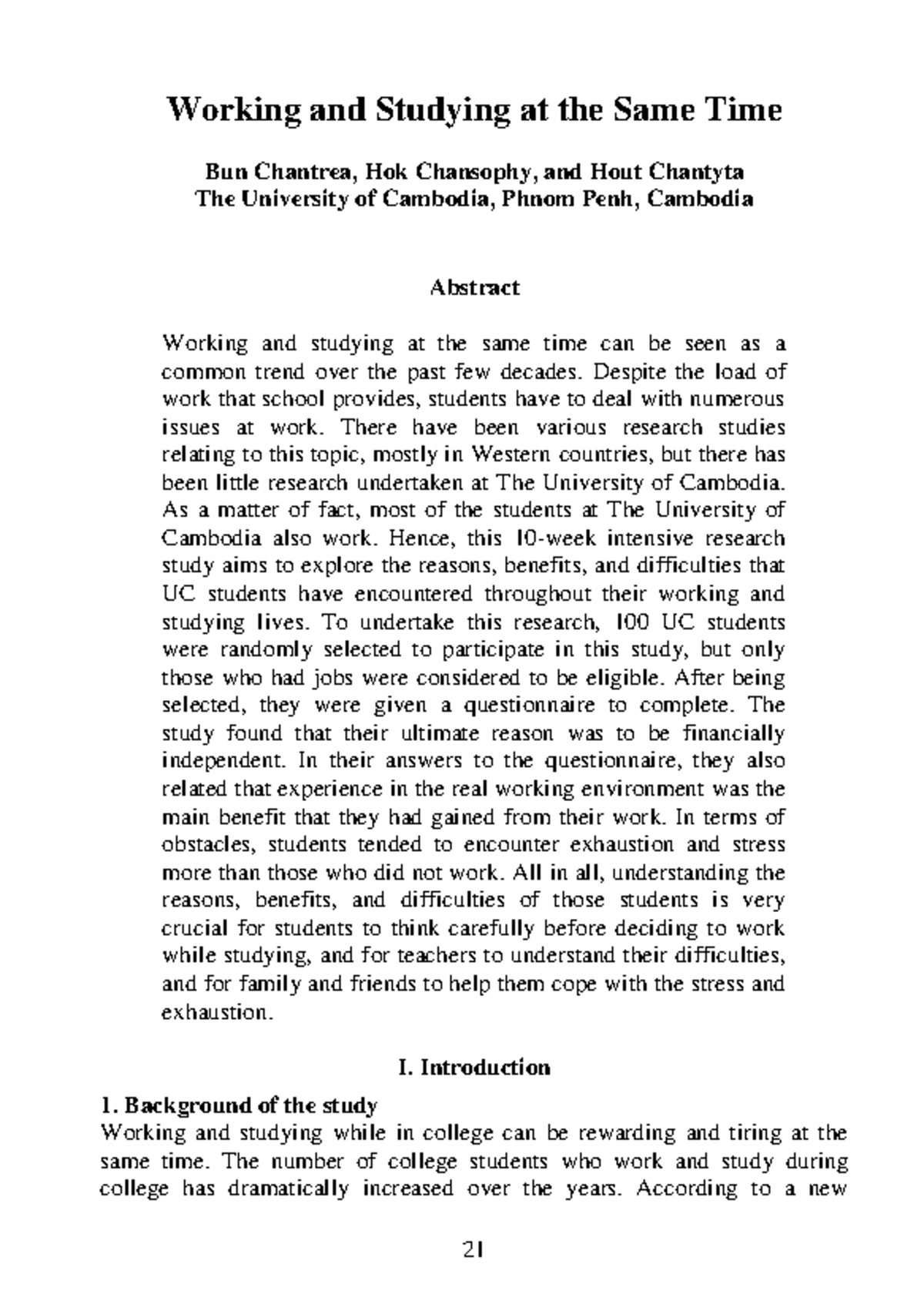 Working and Studying at the Same Time - Despite the load of work that ...