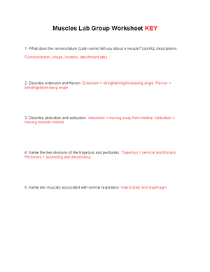 ANS 206 - Muscular System Lab Notes - Learning Objectives 3 List the ...