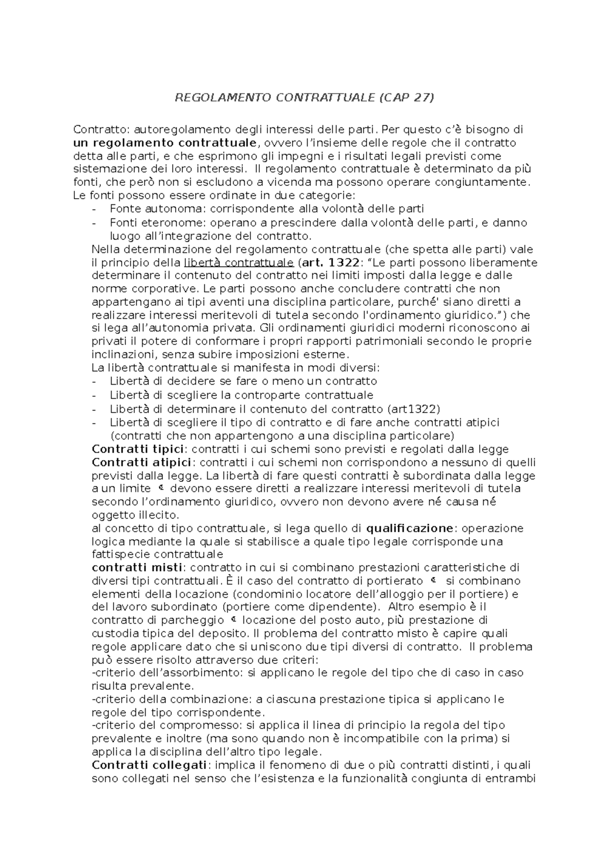 Regolamento Contrattuale - REGOLAMENTO CONTRATTUALE (CAP 27) Contratto ...