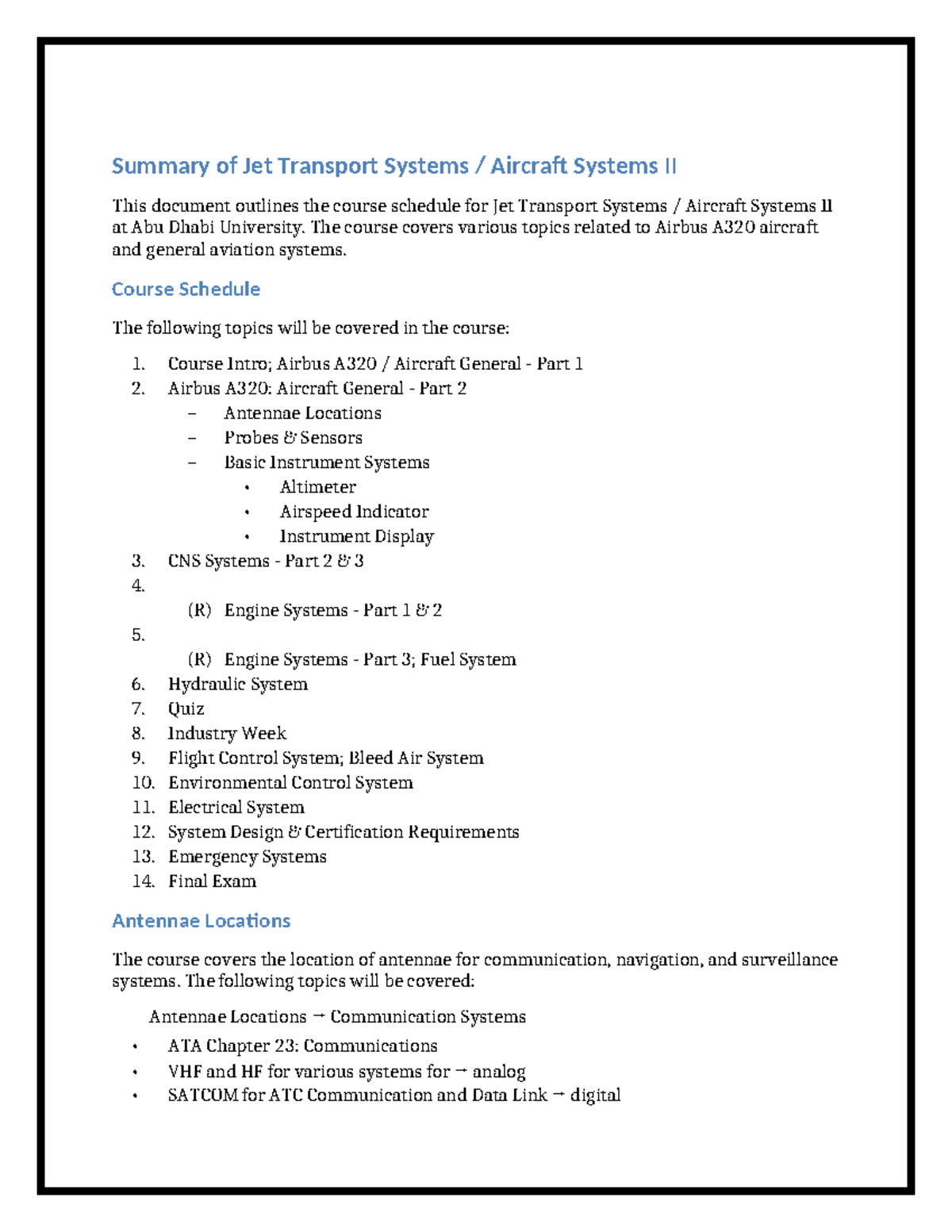 AVS411 02a A320-Aircraft general part 2 summary - Summary of Jet ...