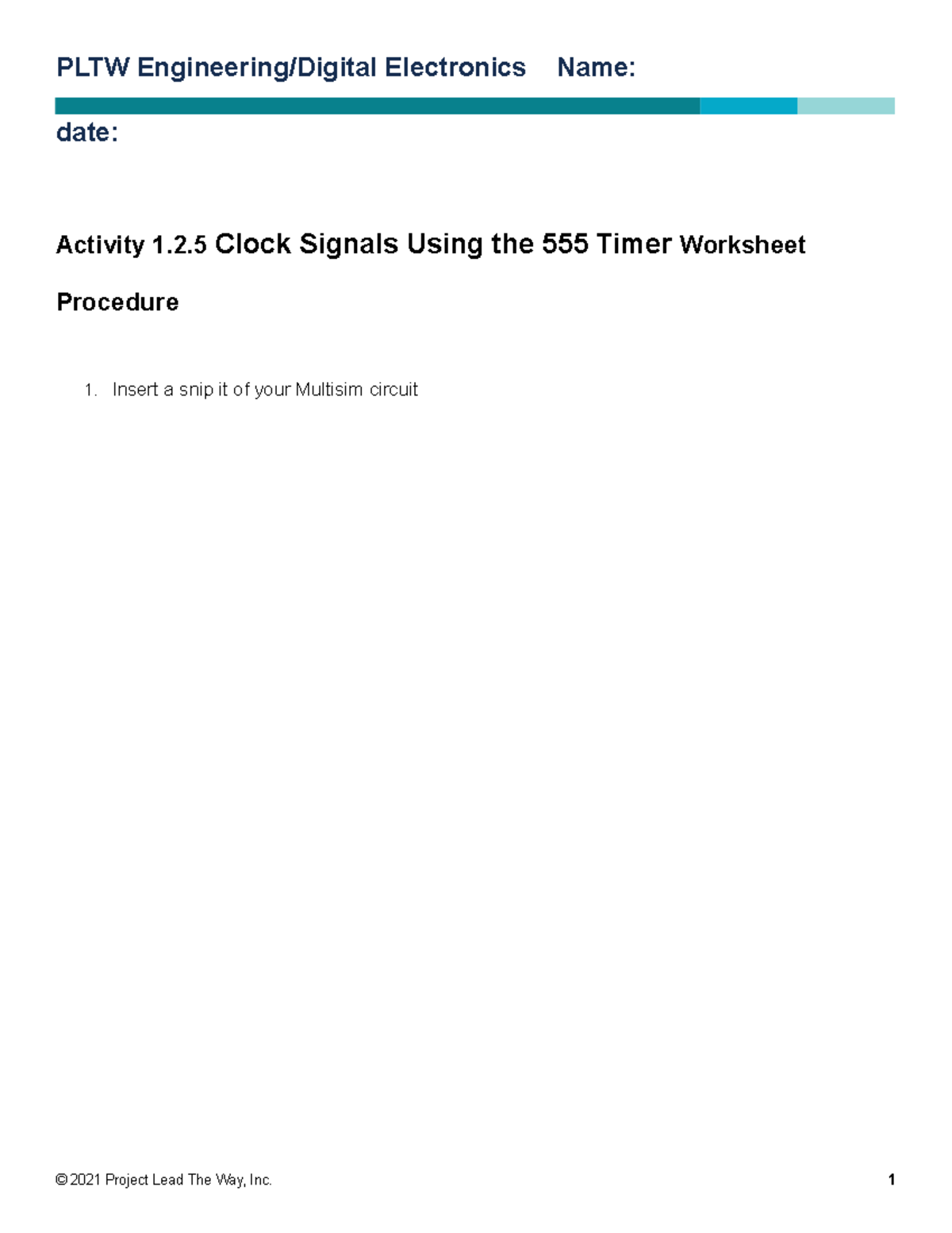 DE 1.2.5 Clock Signals using 555 timers student Worksheet - date ...