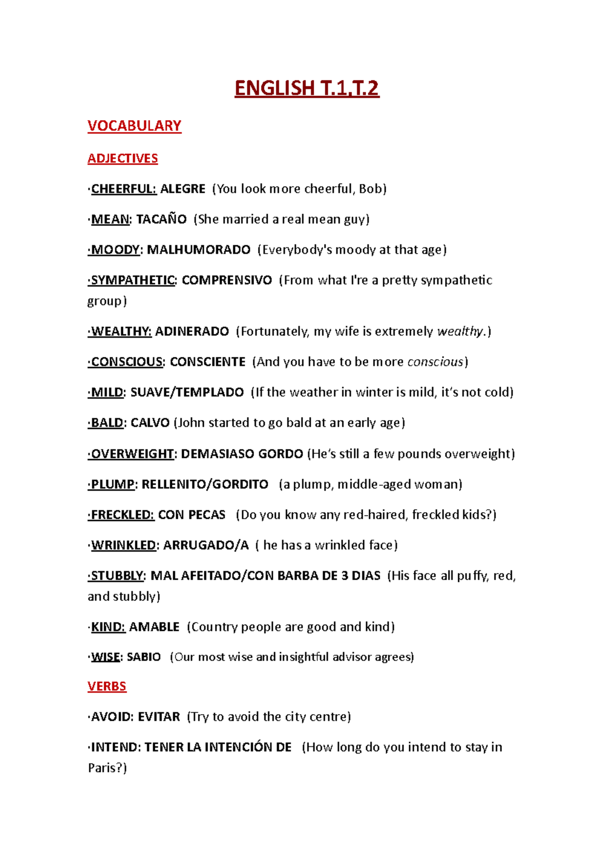 English bat - jjjjjjjjjjjjjjjjj - ENGLISH T,T. VOCABULARY ADJECTIVES ...