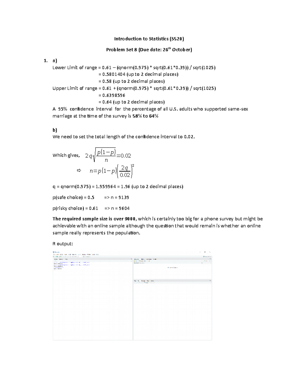 Introduction to Statistics PS8 - Introduction to Statistics (S520 ...