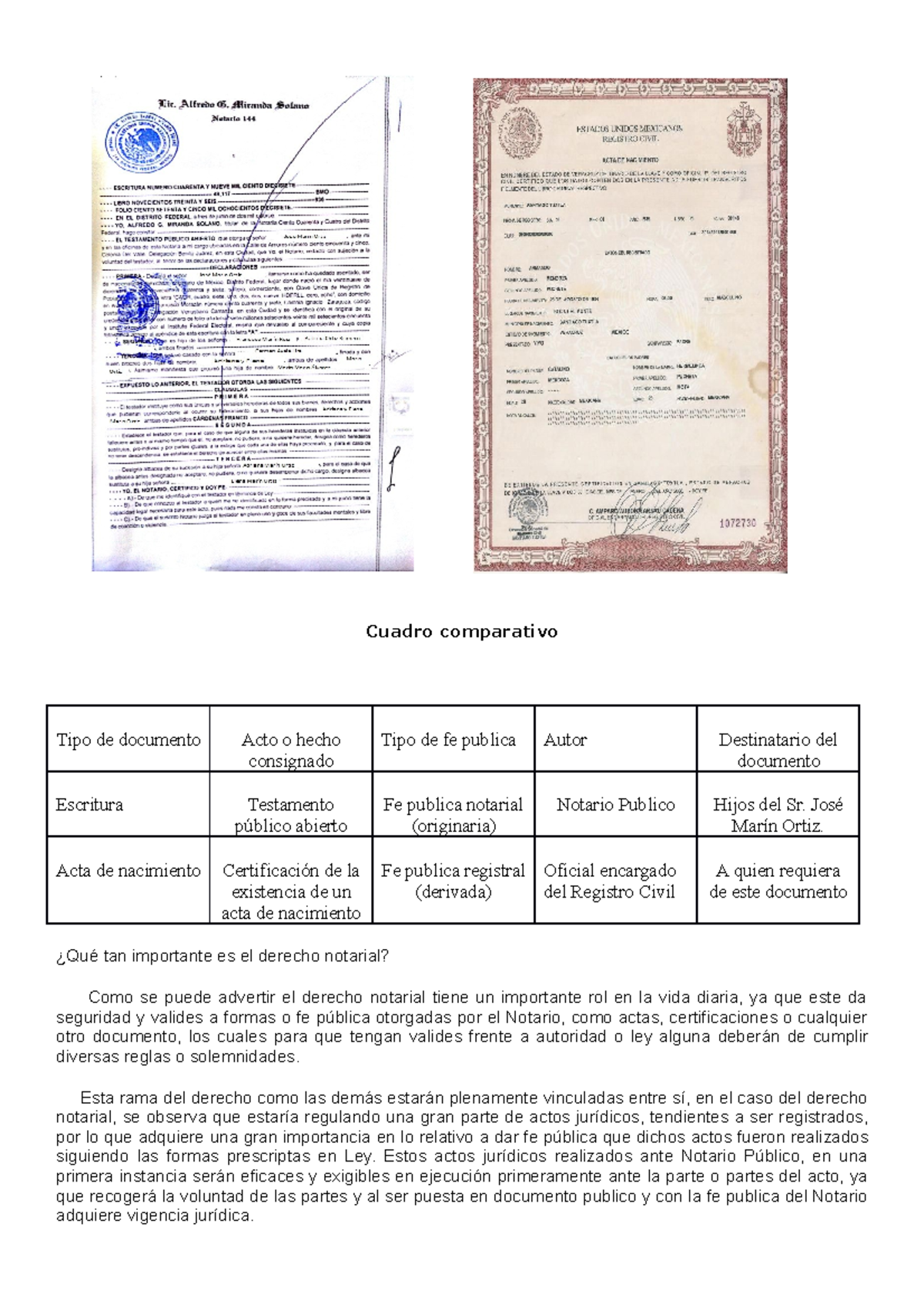 Tipos de documentos - apuntes - Cuadro comparativo Tipo de documento ...