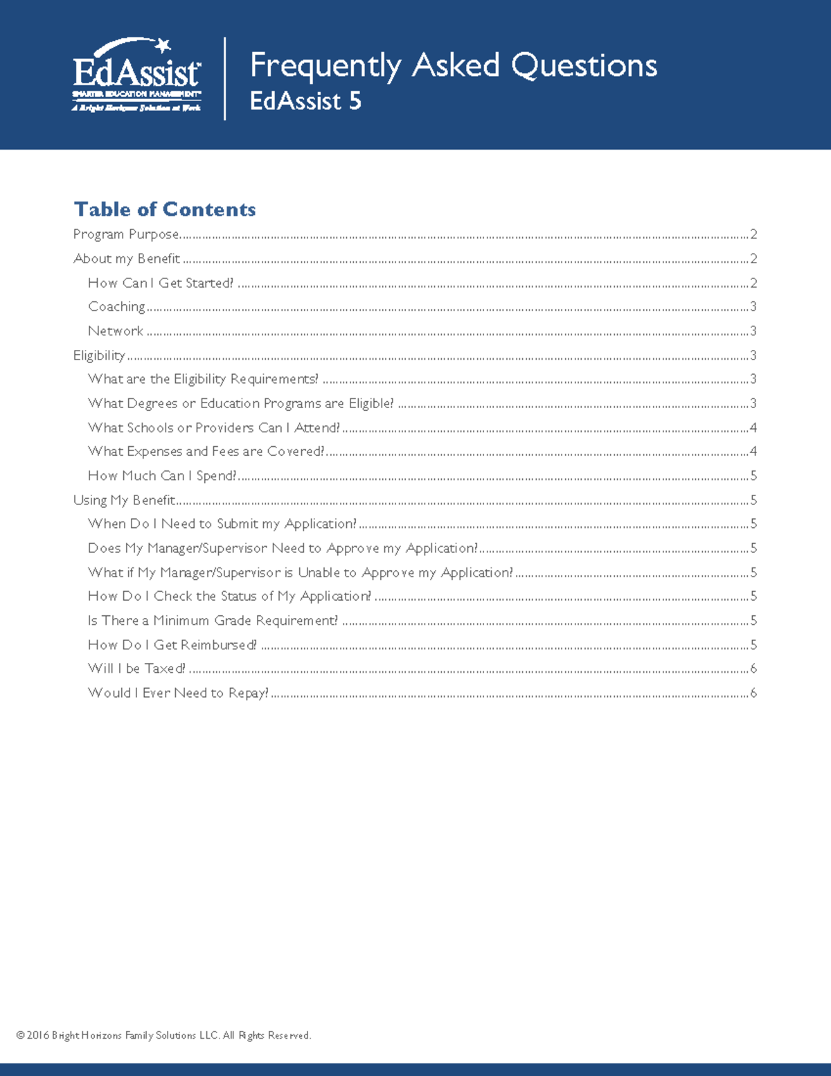 Frequently Asked Questions US - Table of Contents Program - Studocu
