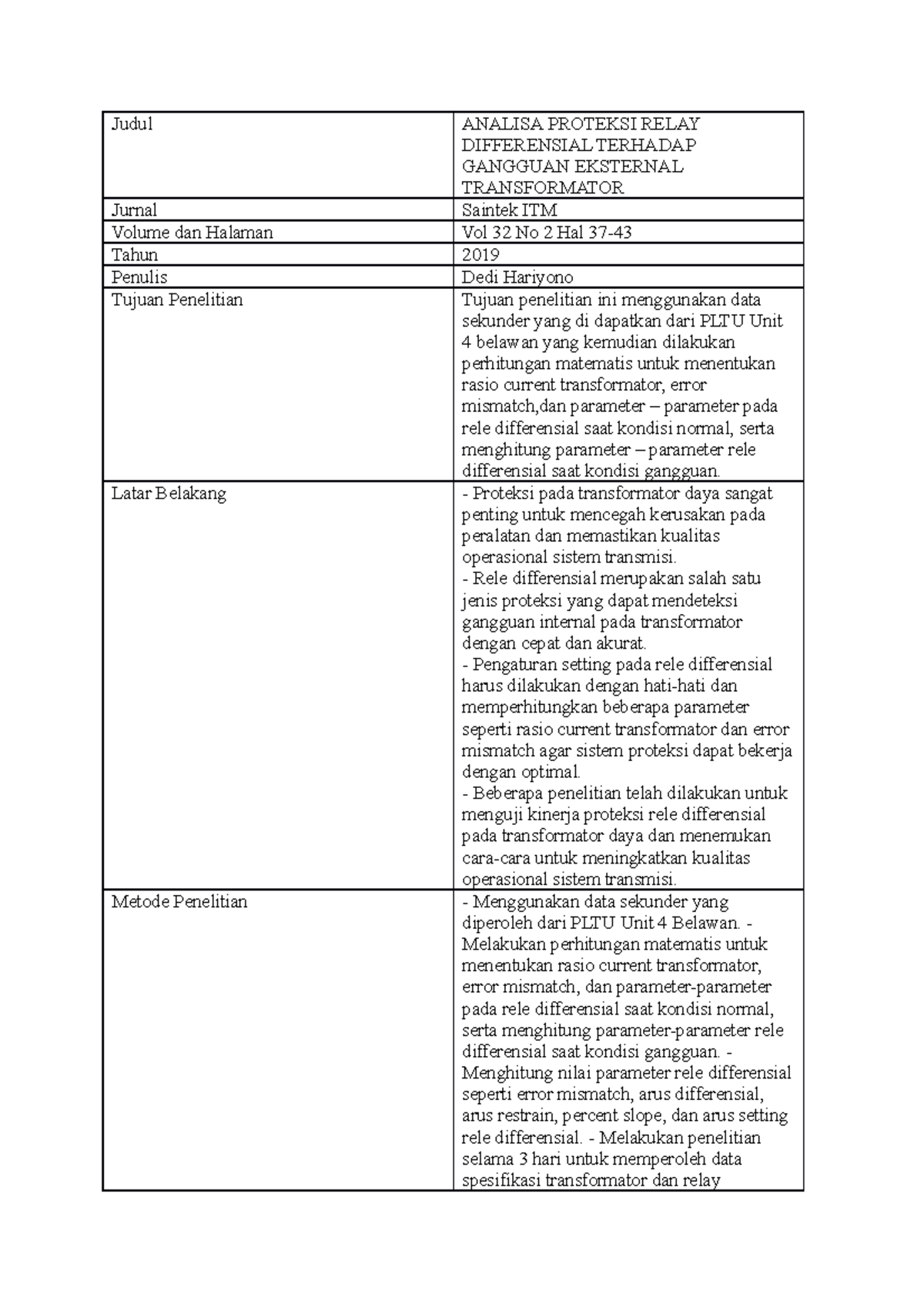 Review - Judul ANALISA PROTEKSI RELAY DIFFERENSIAL TERHADAP GANGGUAN ...