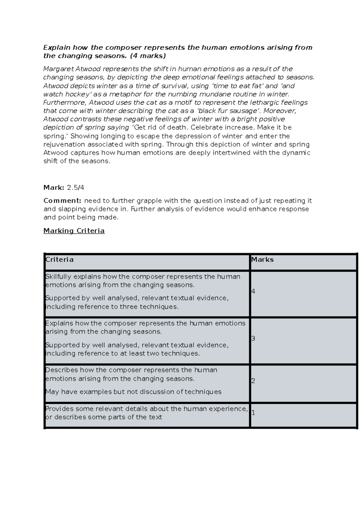 English comp - reading comp - Explain how the composer represents the ...