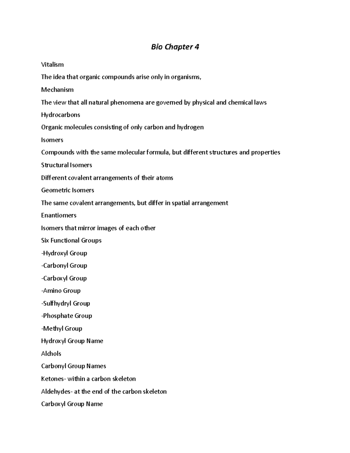 Biology Chapter 4 - Bio Chapter 4 Vitalism The idea that organic ...