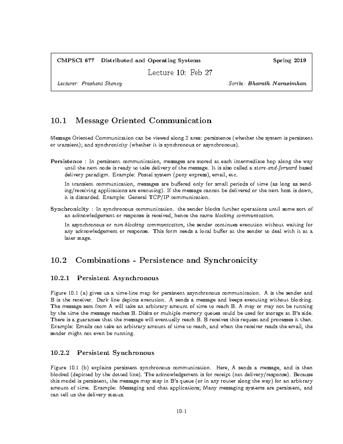 Types Of Message Oriented Communication Cmpsci 677 Distributed And
