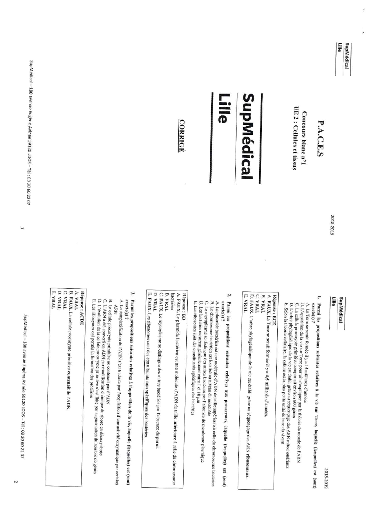 Corrigé CCB1 UE2 - biologie cellulaire - Studocu