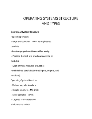 Operating Systems Structure - OPERATING SYSTEMS STRUCTURE AND TYPES ...