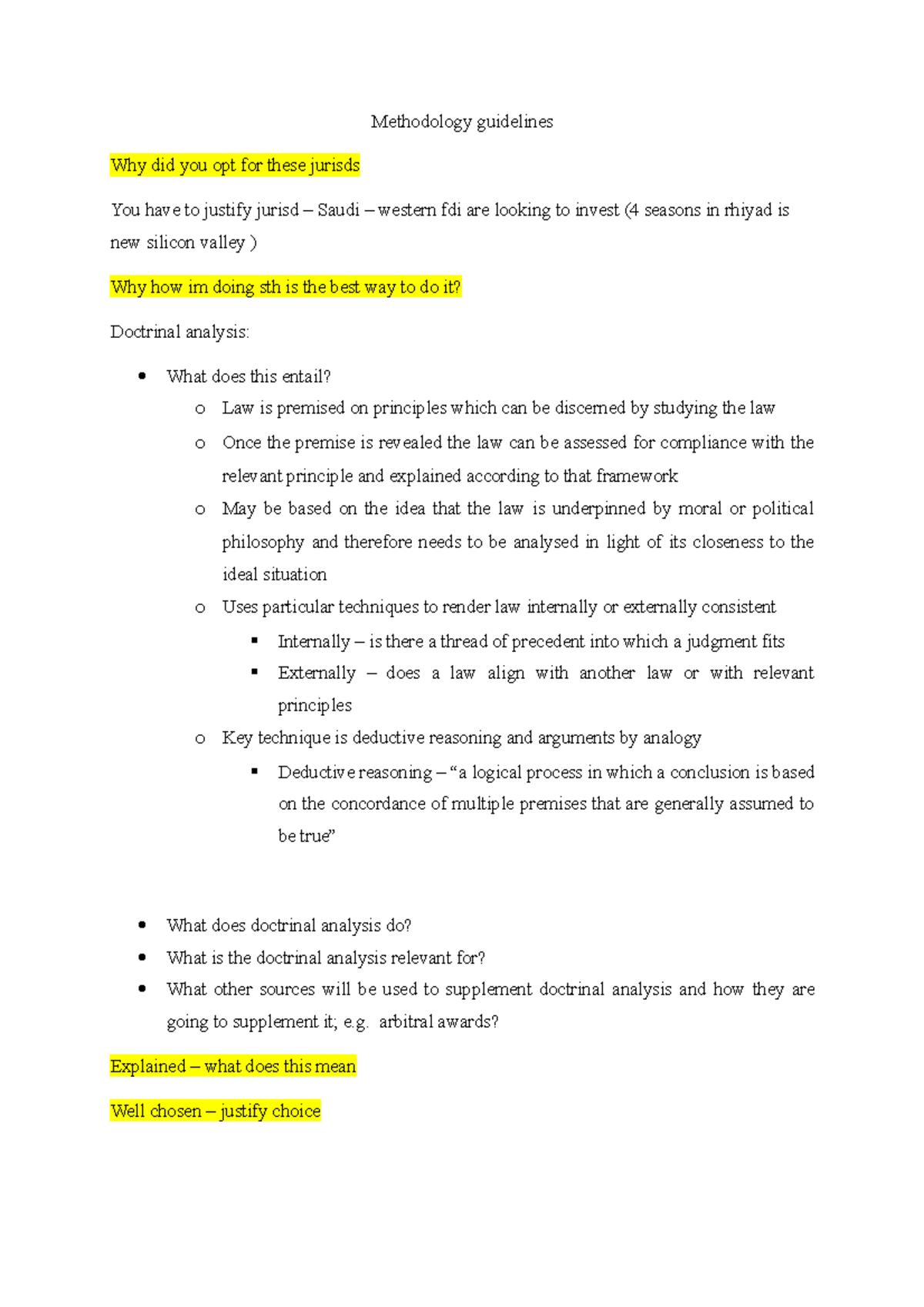 Methodology Guidelines - Methodology guidelines Why did you opt for ...