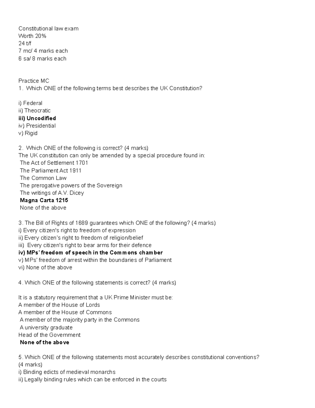 Constitution and Admin law midterm EXAM Review - LW1120 - Leicester ...