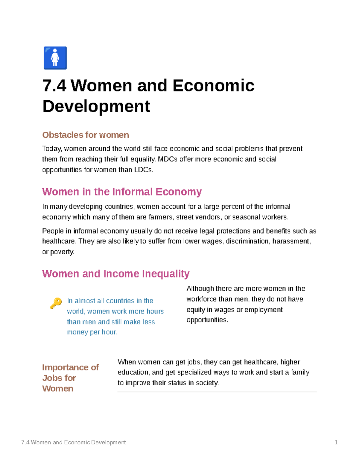 Women and economic development - MDCs offer more economic and social ...